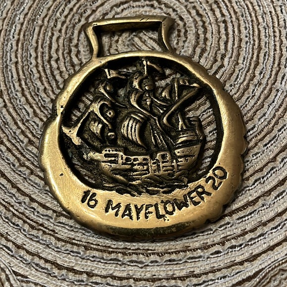 Other | Antique Horse Brass Mayflower 162 Ship Galleon Nautical ...